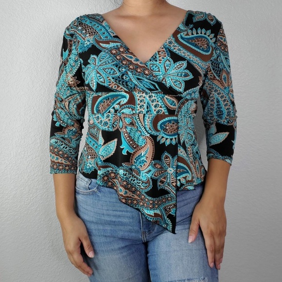 Tops | Boho Paisley Print Asymmetrical Top | Poshmark